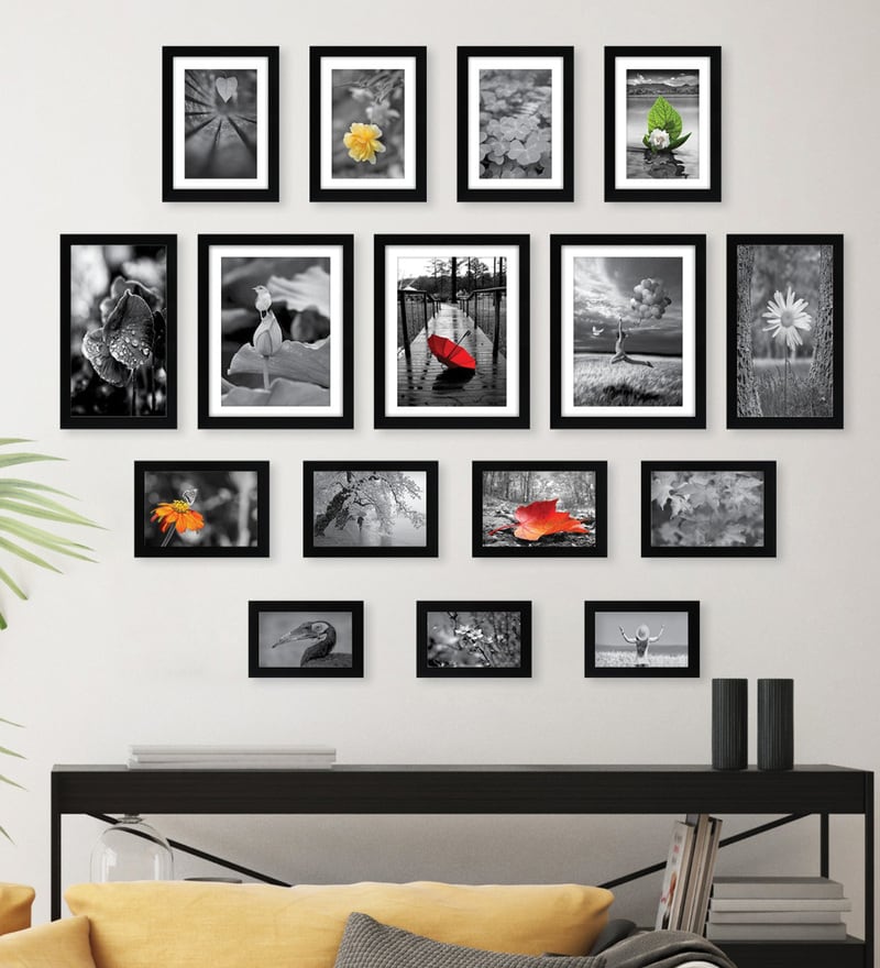 Buy Black Engineered Wood Collage Photo Frames, Set of 16 by Random ...