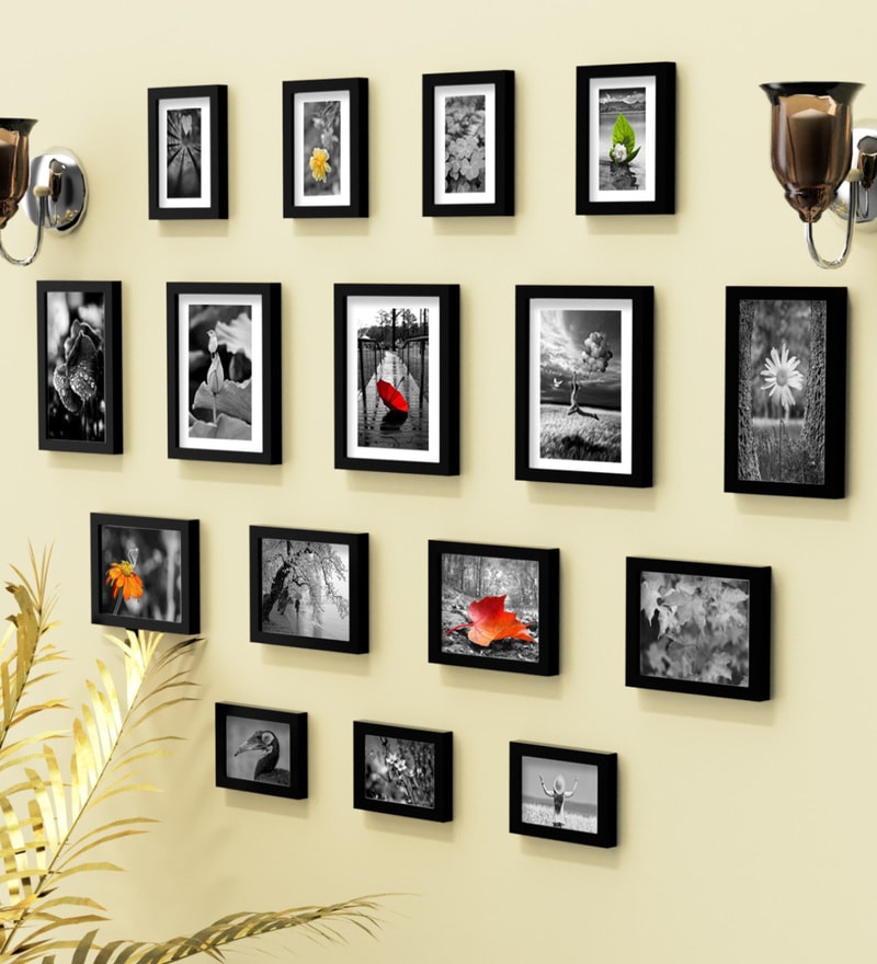 Buy Black Engineered Wood Collage Photo Frames, Set of 16 by Random ...