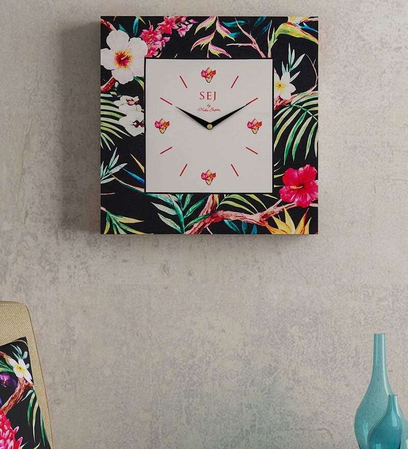 Buy Black MDF Framed Analog Wall Clock by SEJ by Nisha Gupta Online ...