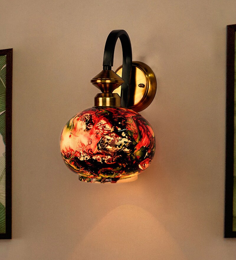 Buy Black Mild Steel and Glass Wall Light By Fos Lighting Online ...