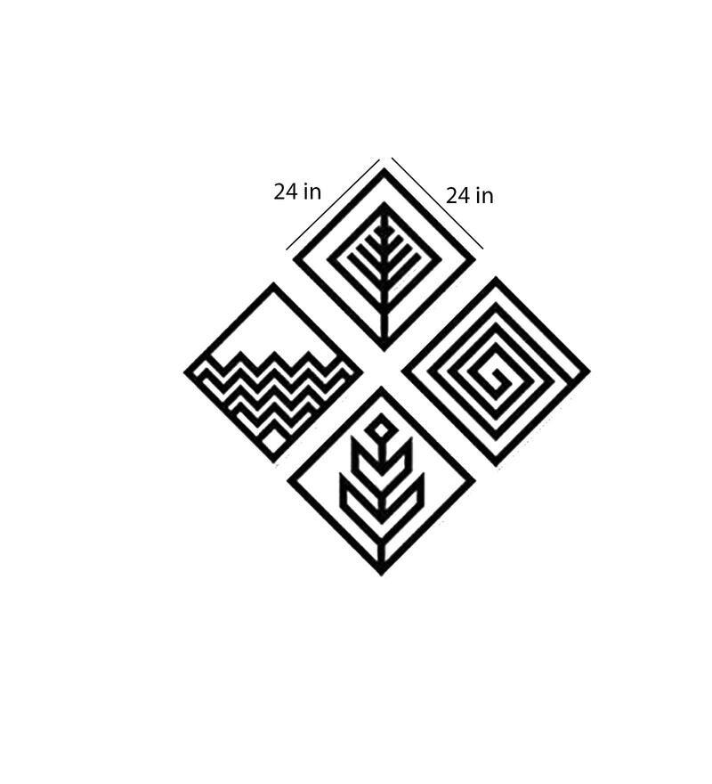 Buy Black Steel Modern 4 Elements Square Shape Wall Art By Wall Centre ...