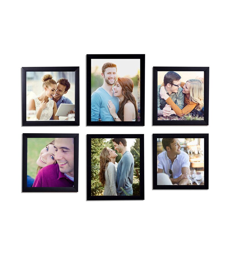 Buy Black Synthetic Wood wall photo frame set of 6 By Art Street Online ...