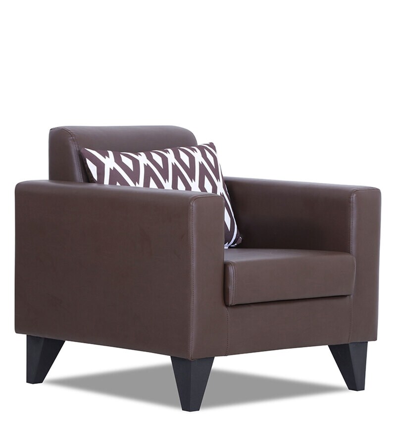 Buy Bladen Leatherette 1 Seater Sofa in Brown Colour by Adorn India ...