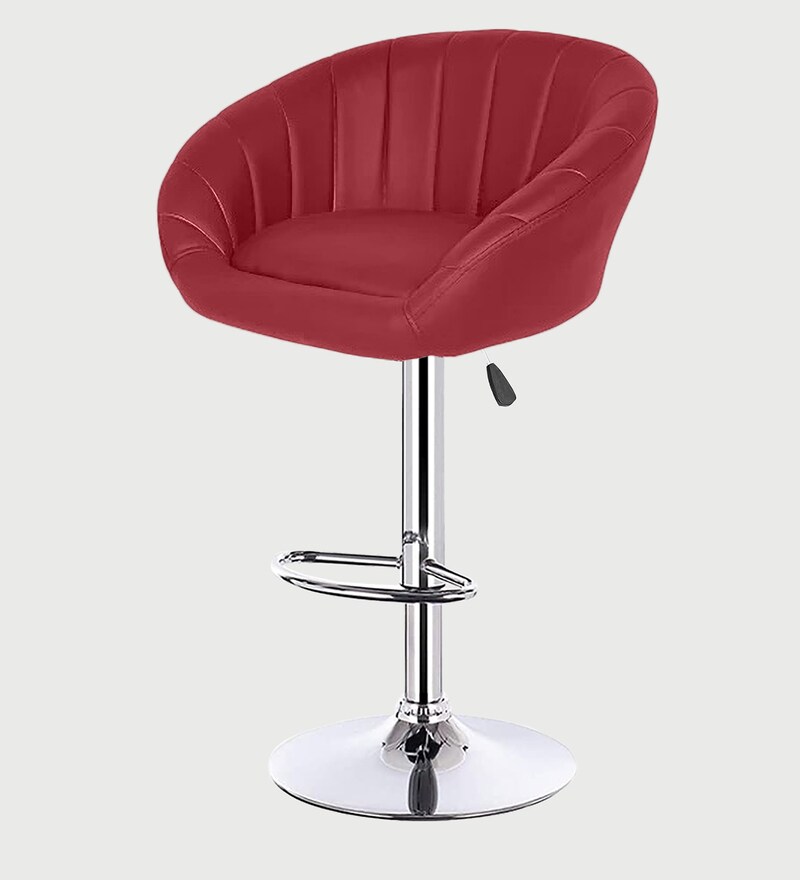 Buy Bleez Leatherette Bar Stool In Maroon Colour With Swivel Online ...