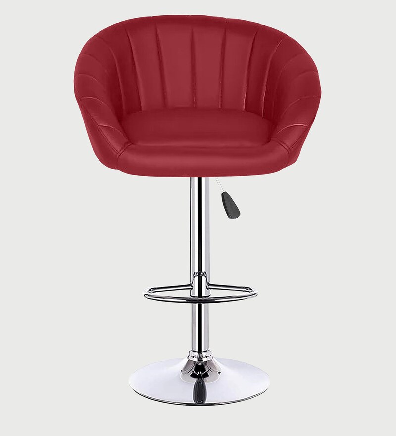 Buy Bleez Leatherette Bar Stool In Maroon Colour With Swivel Online ...