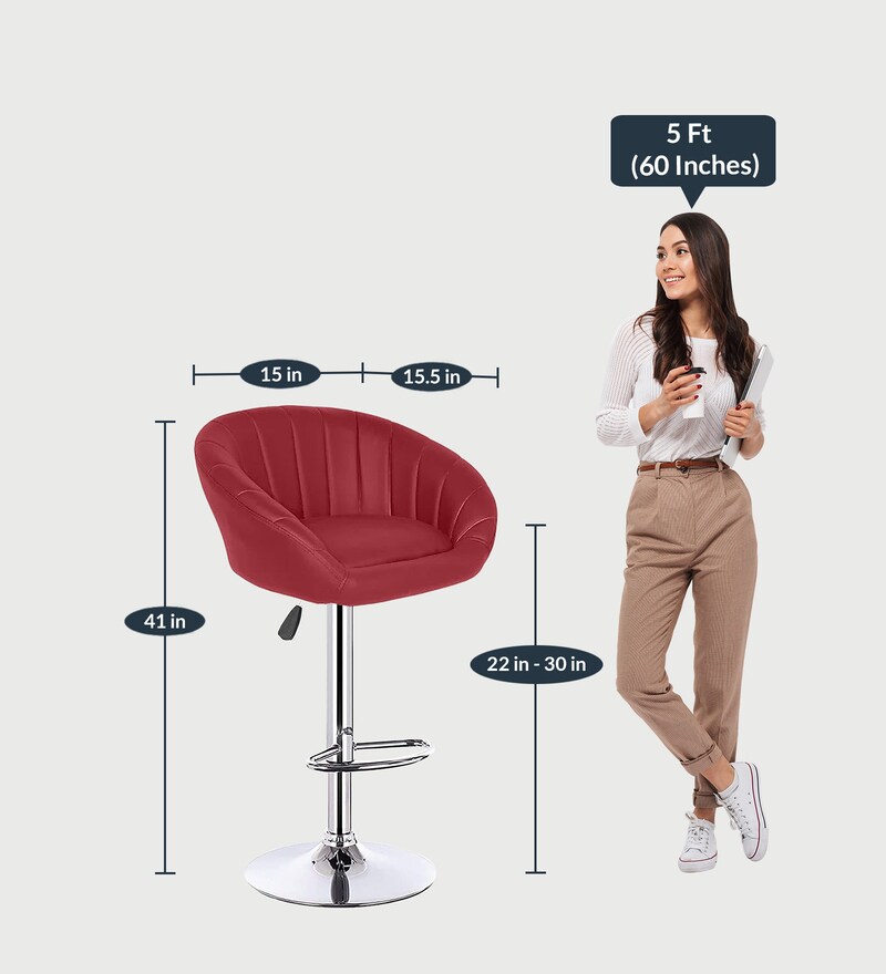Buy Bleez Leatherette Bar Stool In Maroon Colour With Swivel Online ...