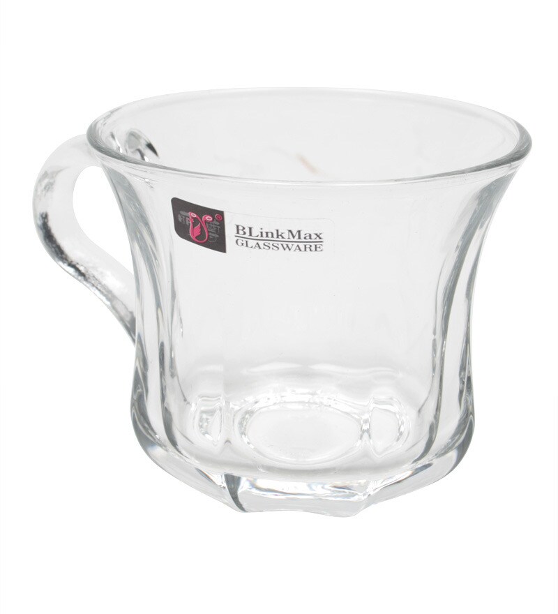 Buy Blinkmax Diamond Curved Glass 250 ML Tea Cups Set - Set of 6 Online ...