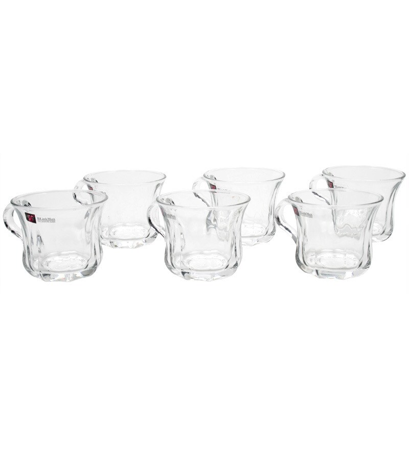 Buy Blinkmax Diamond Curved Glass 250 ML Tea Cups Set - Set of 6 Online ...