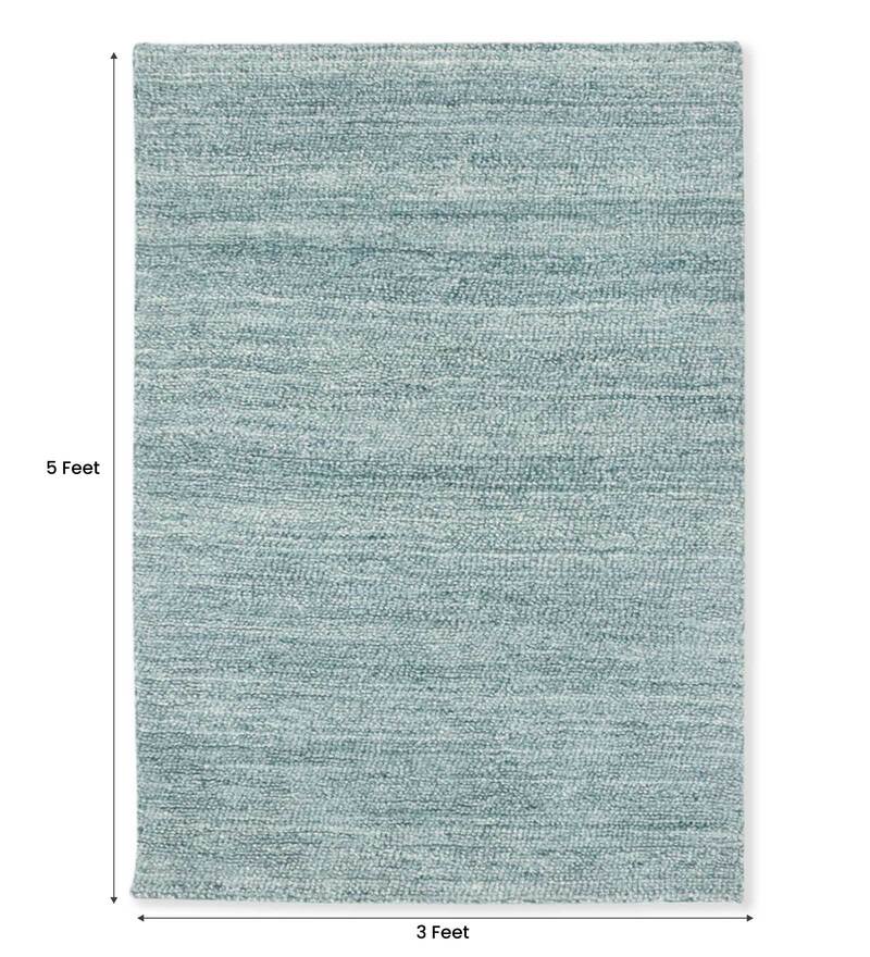 Buy Blue 100% Polyester Striped 3 x 5 Feet Hand Woven Carpet by OBEETEE ...