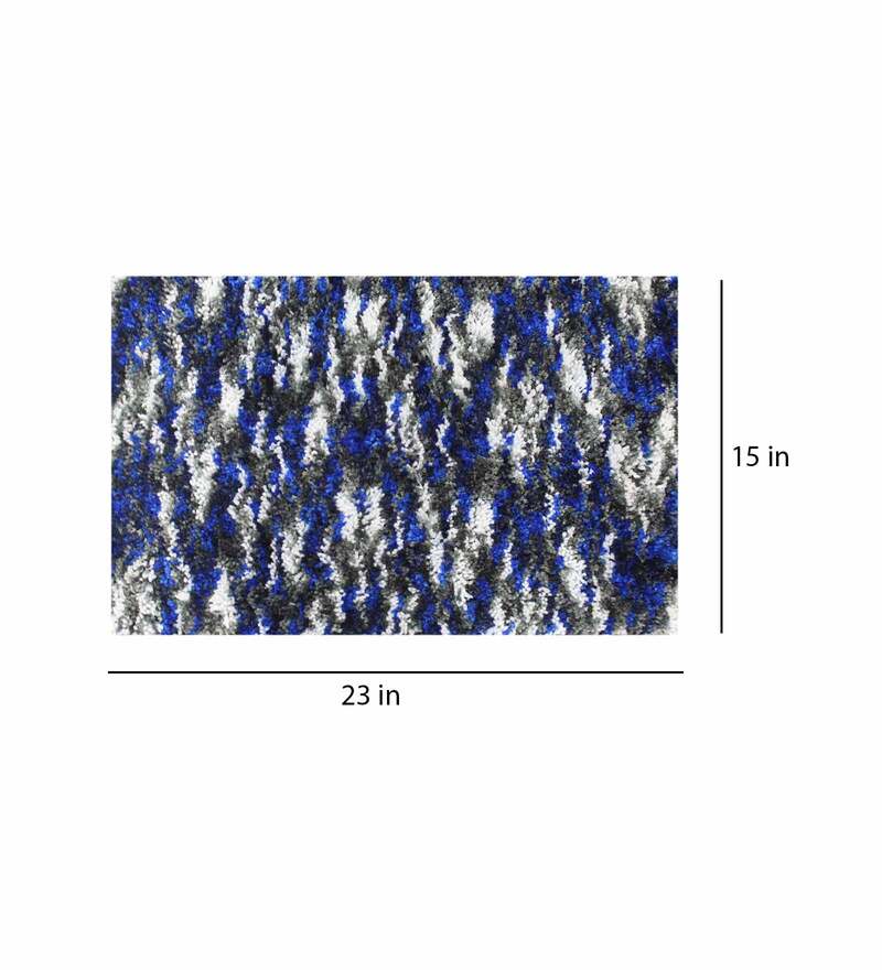 Buy Blue Abstract Microfibre 23x15 Inches AntiSkid Bath Mat by Luxe ...