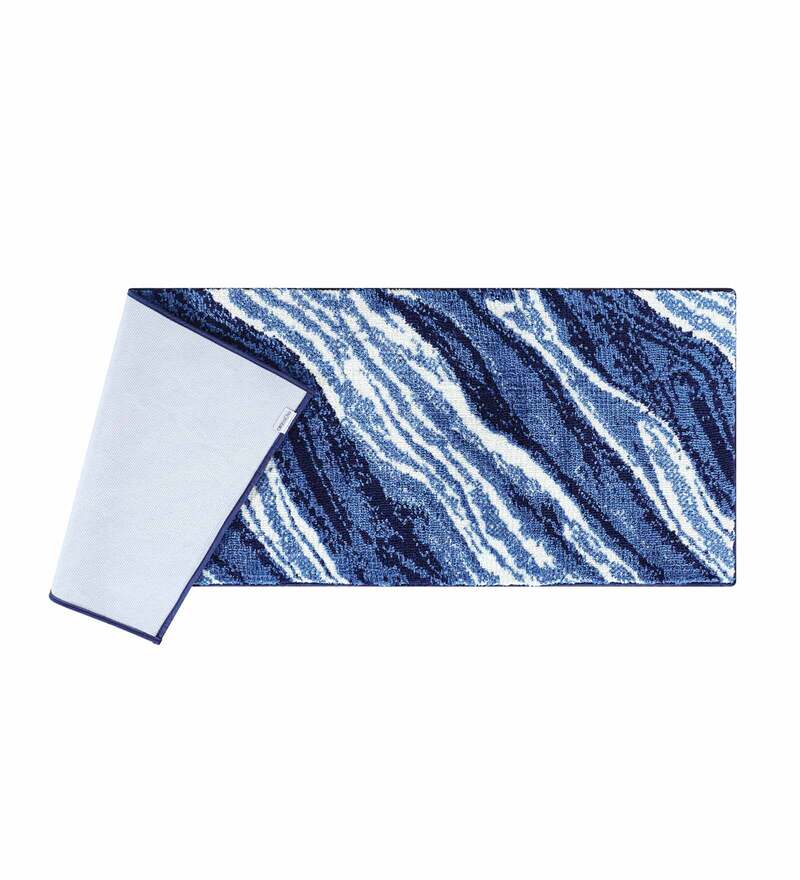 Buy Blue Abstract Polyester AntiSkid Bathmat by Obsessions Online ...