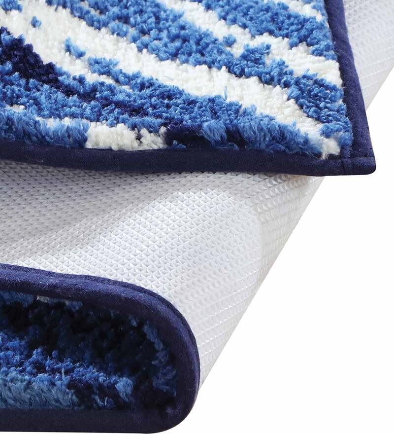Buy Blue Abstract Polyester AntiSkid Bathmat by Obsessions Online ...