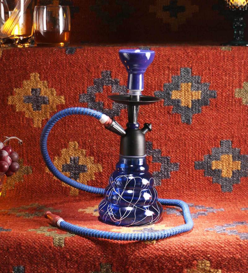 Buy Blue Glass Premium Designer 15 Inch Hookah By Jaipurcrafts Online ...