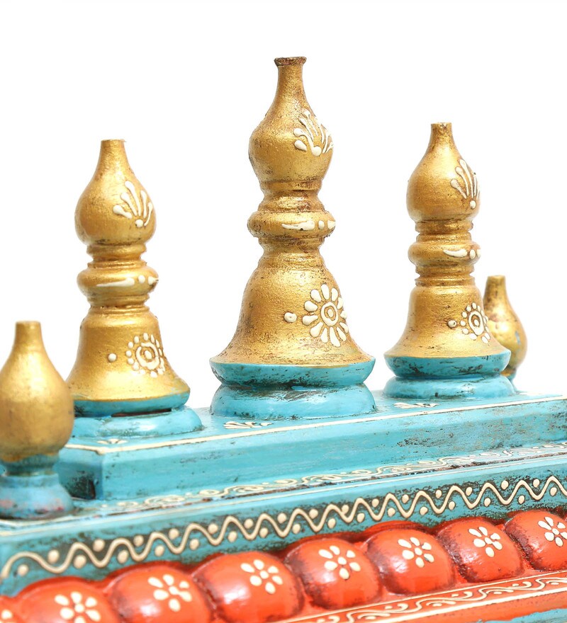 Buy Blue Wood Pooja Mandir Without Door By Craft Tree Online - Wall ...