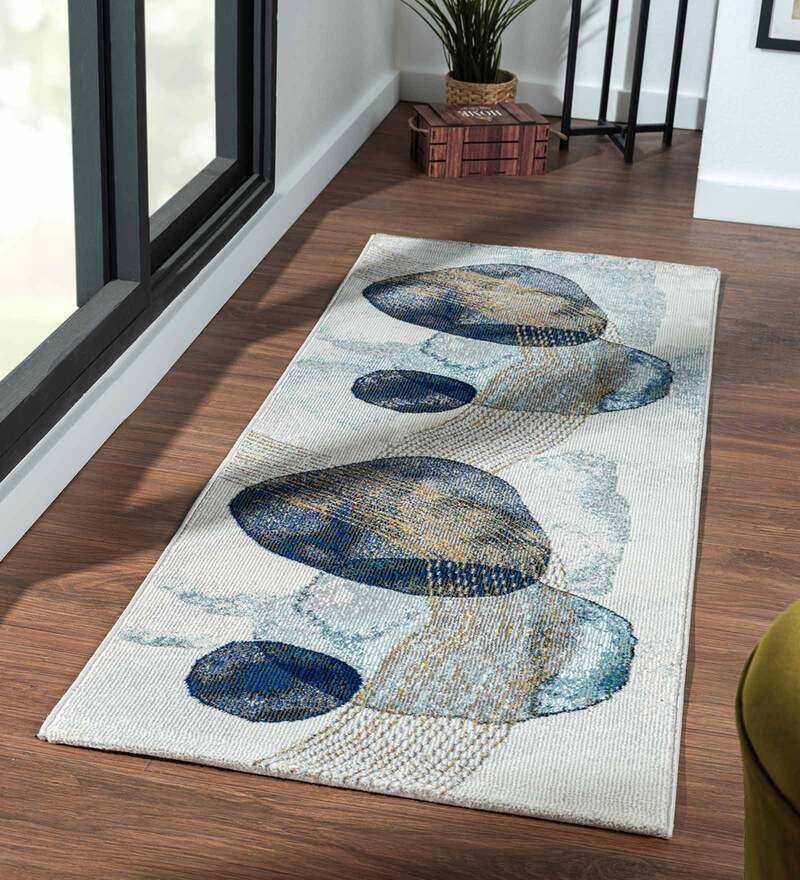 Buy Blue Polypropylene 5 x 2 Feet Machine Bedside Runner By Obsessions ...