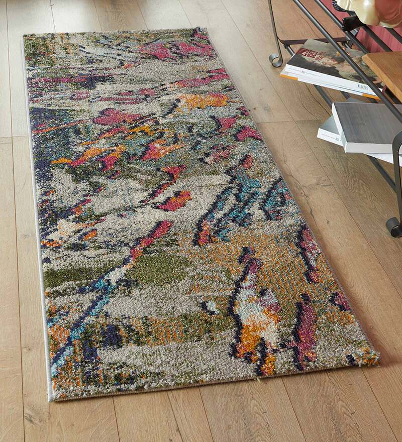 Buy Blue Polypropylene 5x2.6 Feet Machine Made Runner by Obsessions ...