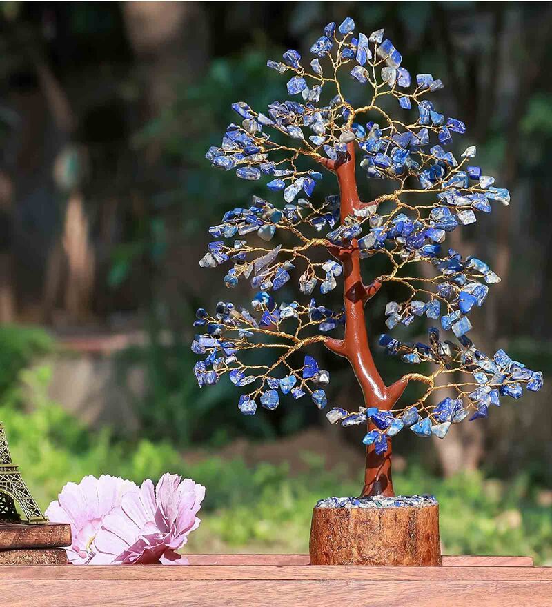 Buy Blue Quartz Stone Fortune Crystal Tree Showpiece by Muren Online ...