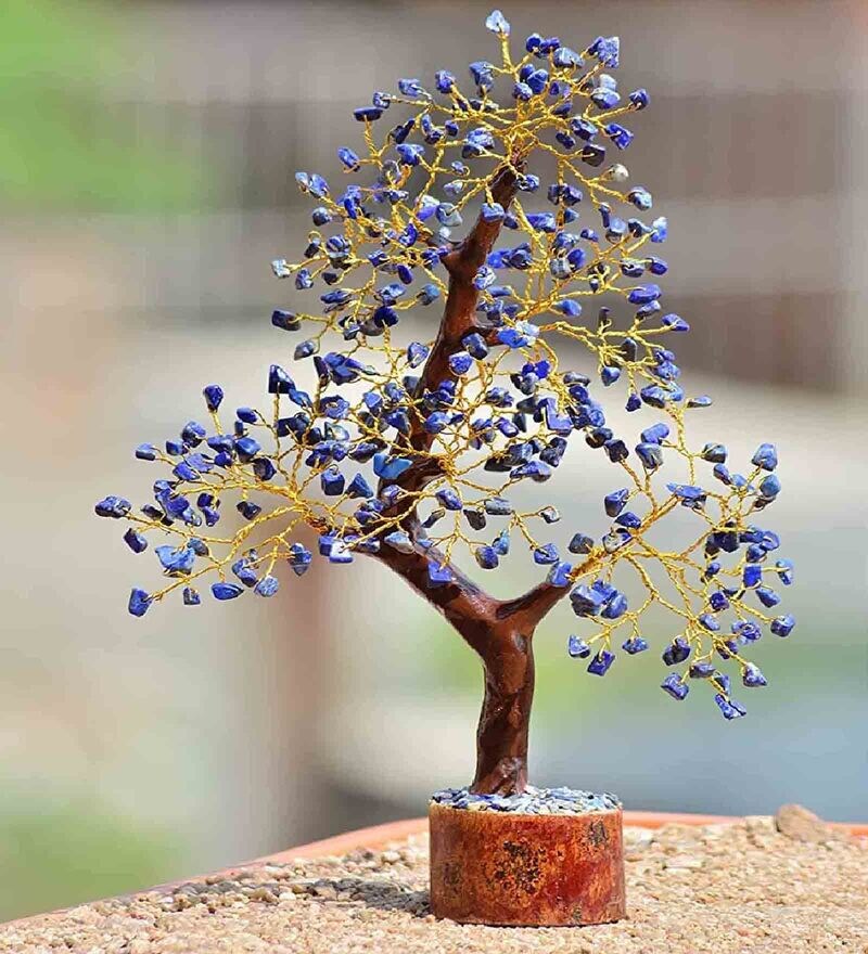 Buy Blue Quartz Stone Fortune Crystal Tree Showpiece by Muren Online ...
