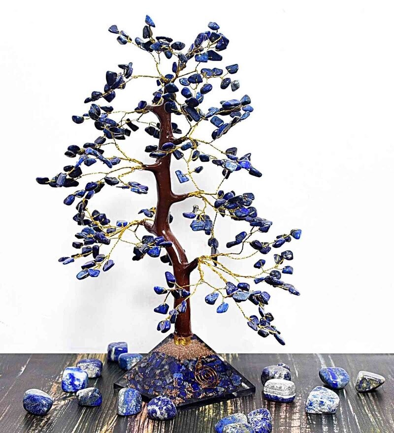 Buy Blue Quartz Stone Fortune Crystal Tree Showpiece by Muren Online ...