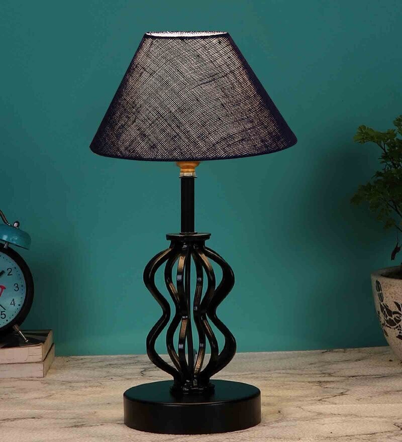 Buy Blue Shade Table Lamp With Shade Table Lamp With Iron Base By New ...