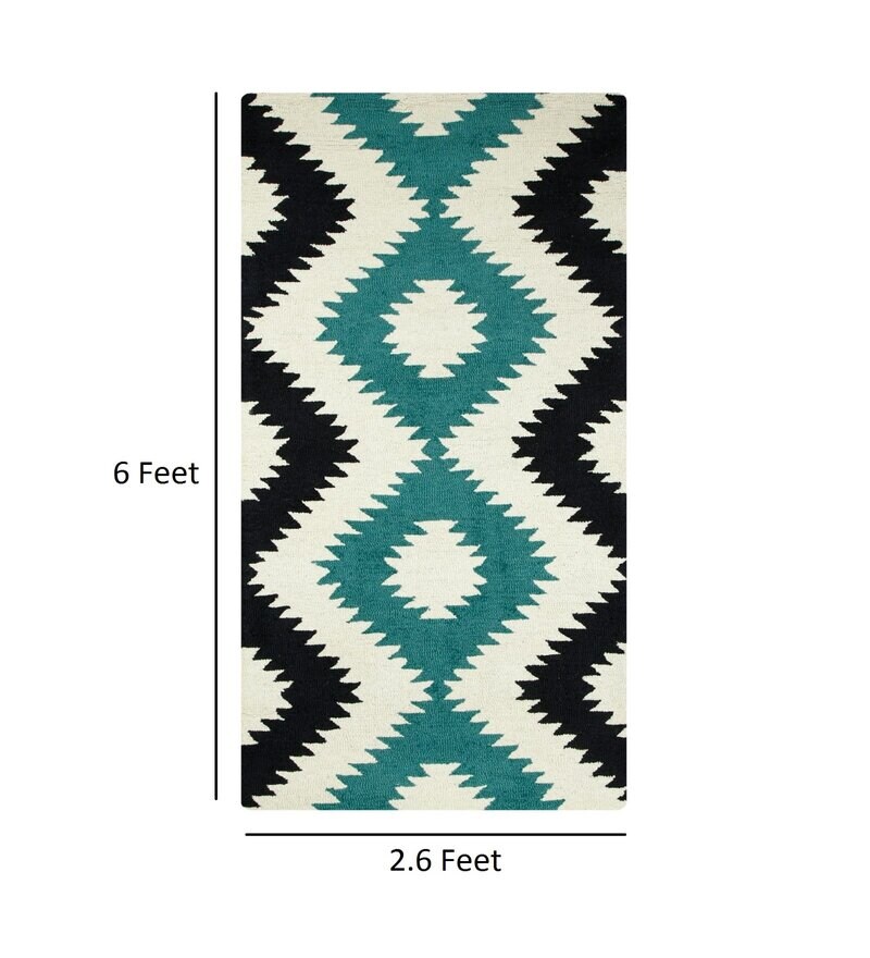 Buy Multicolor Wool Geometric 3 x 6 Feet Floor Runner by Imperial Knots ...