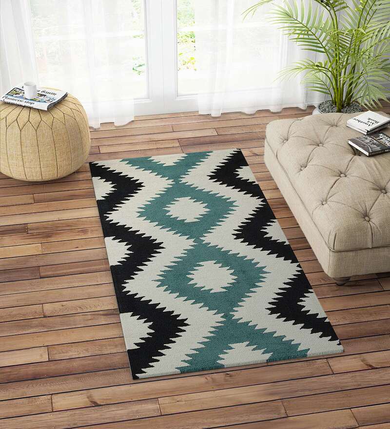 Buy Multicolor Wool Geometric 3 x 6 Feet Floor Runner by Imperial Knots ...