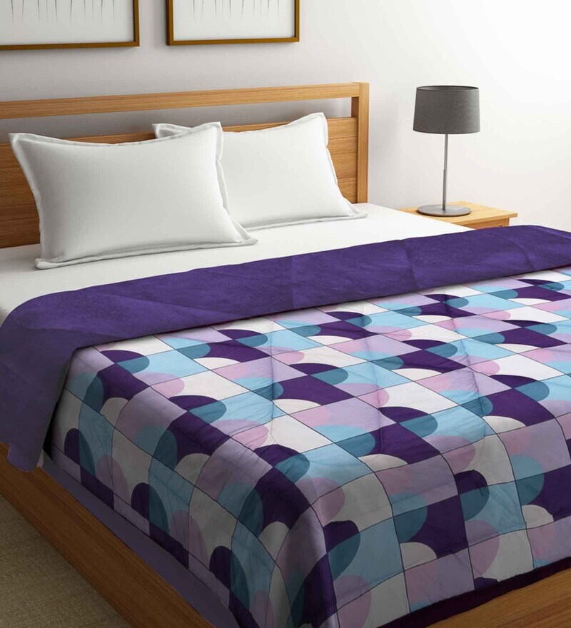 Buy Blue Wool Geometric 1000 GSM Double Bed Quilt by Klotthe Online ...