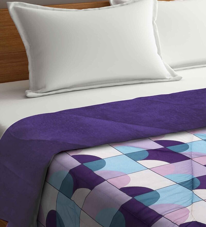 Buy Blue Wool Geometric 1000 GSM Double Bed Quilt by Klotthe Online ...