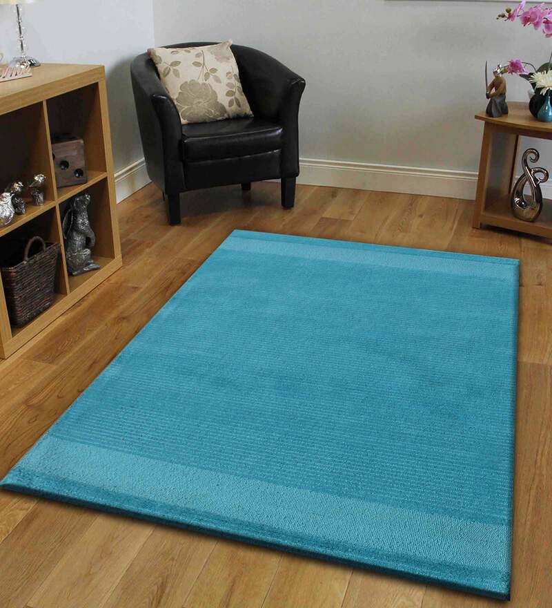 Buy Blue Wool Solid 4 ft x 6 ft Hand Tufted Carpet by PRESTO Online - 4 ...