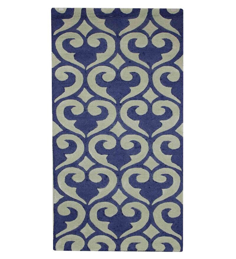 Buy Blue Wool Traditional 3 x 6 Feet Floor Runner by Imperial Knots ...