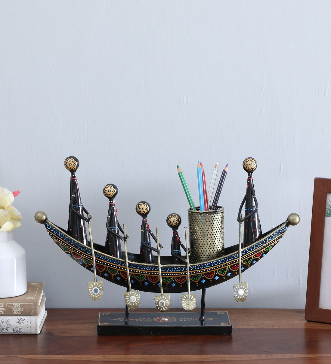Buy Boat Multicolour Metal Pen-Stand at 25% OFF by Decorum | Pepperfry