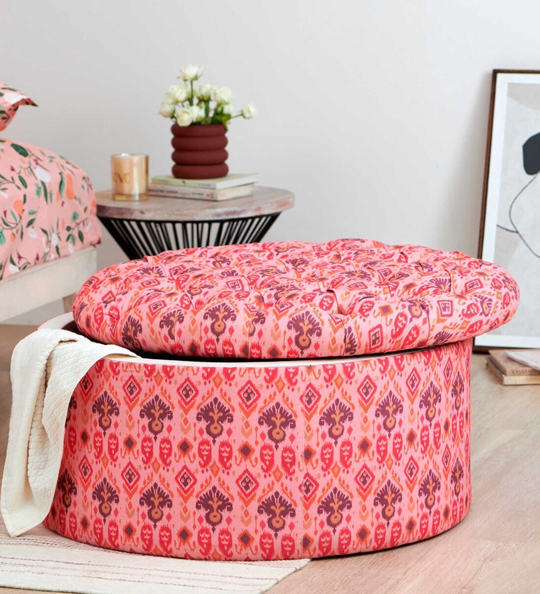 Buy Bohemian Fabric Ottoman in Pink Colour at 25% OFF by Chumbak ...