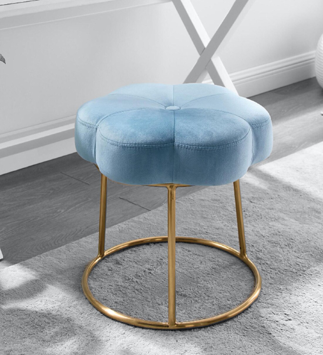 Buy Boho Seating Stool In Sky Blue Colour at 100% OFF by Expressionist ...