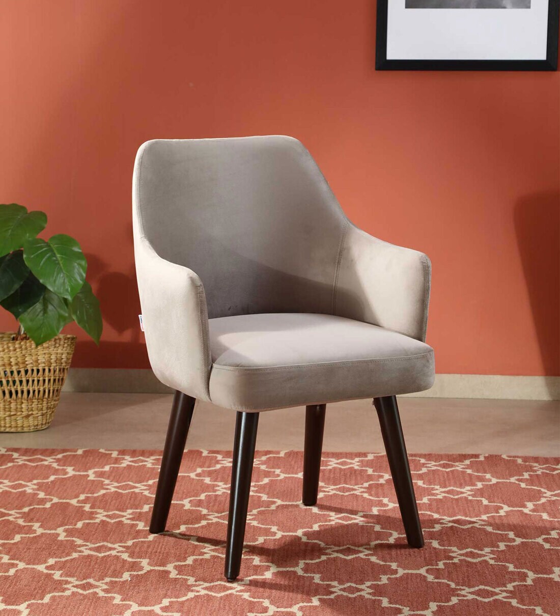 Buy Bolivar Velvet Fabric Dining Chair In Ash Grey Colour Online ...