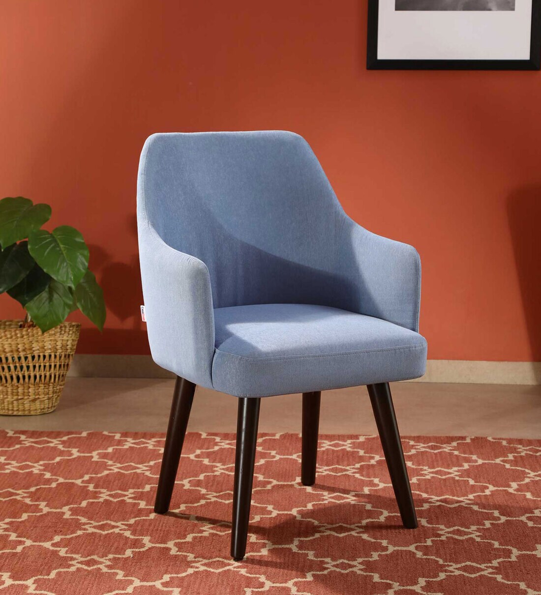 Buy Bolivar Velvet Fabric Dining Chair In Opal Blue Colour Online ...