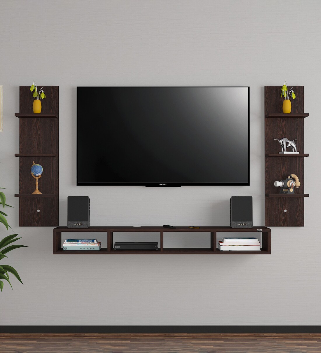 Buy Boliver Wall Mount TV Unit in Wenge Finish For Up To 55\ at 100% ...