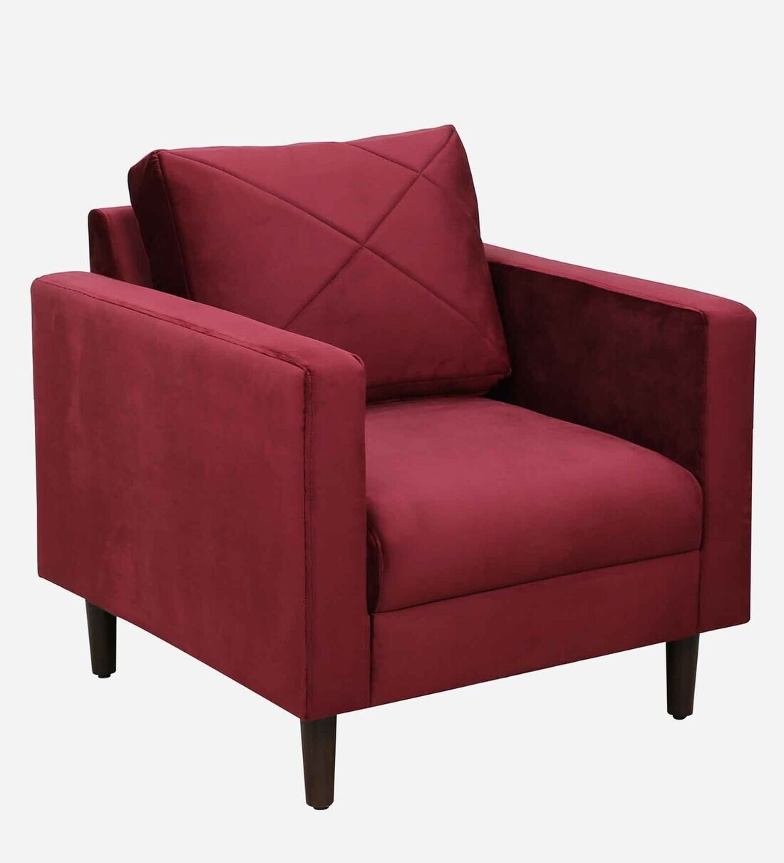 Buy Bonito Velvet 1 Seater Sofa In Berry Red Colour By Casacraft Online ...
