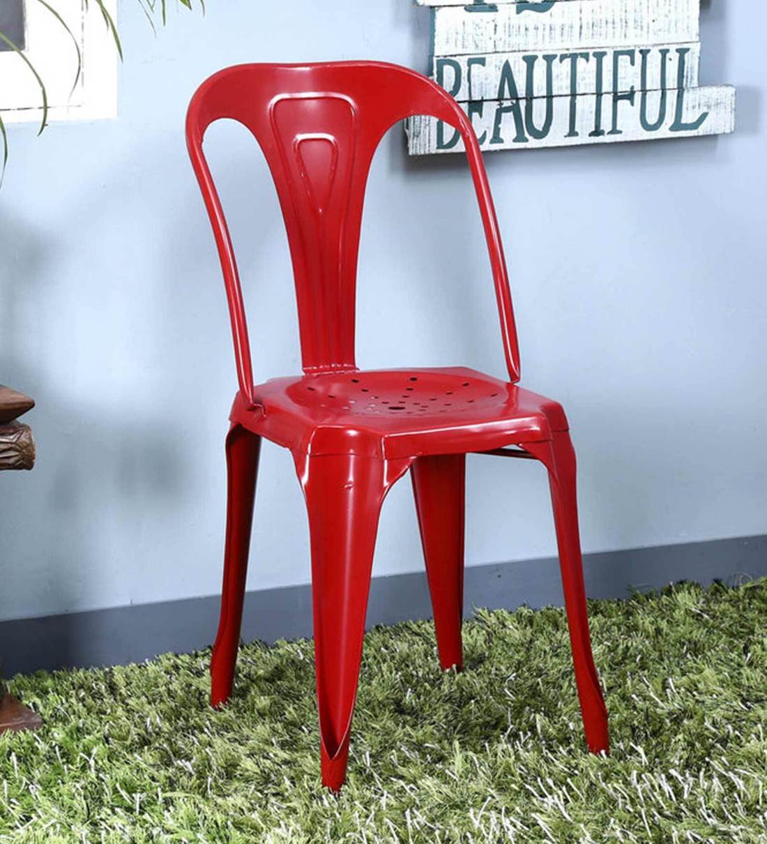 Buy Bowen Tolix Chair In Red Colour By Bohemiana Online - Tolix Replica ...