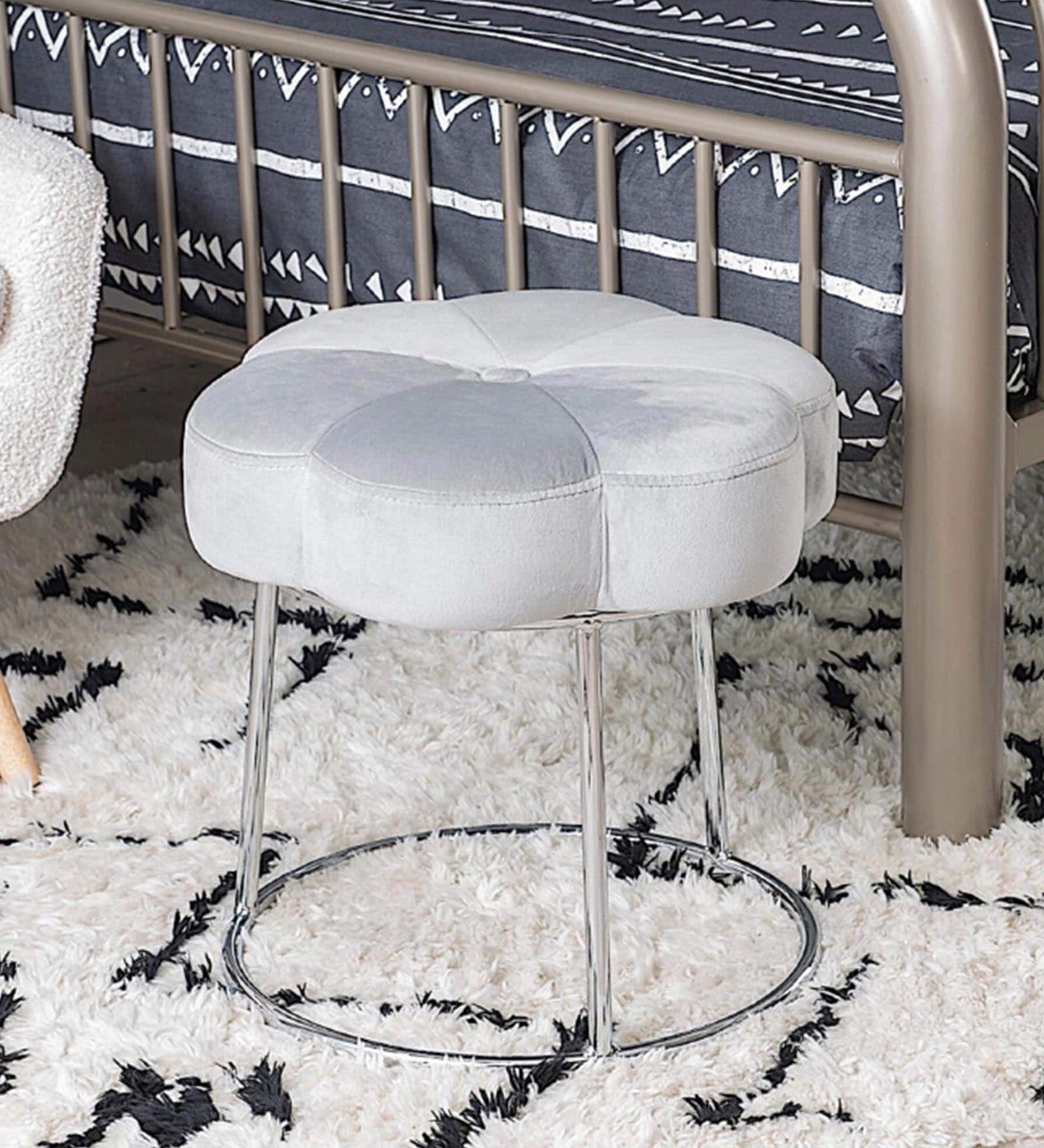 Buy Boho Seating Stool In Ash Silver Colour at 100% OFF by ...