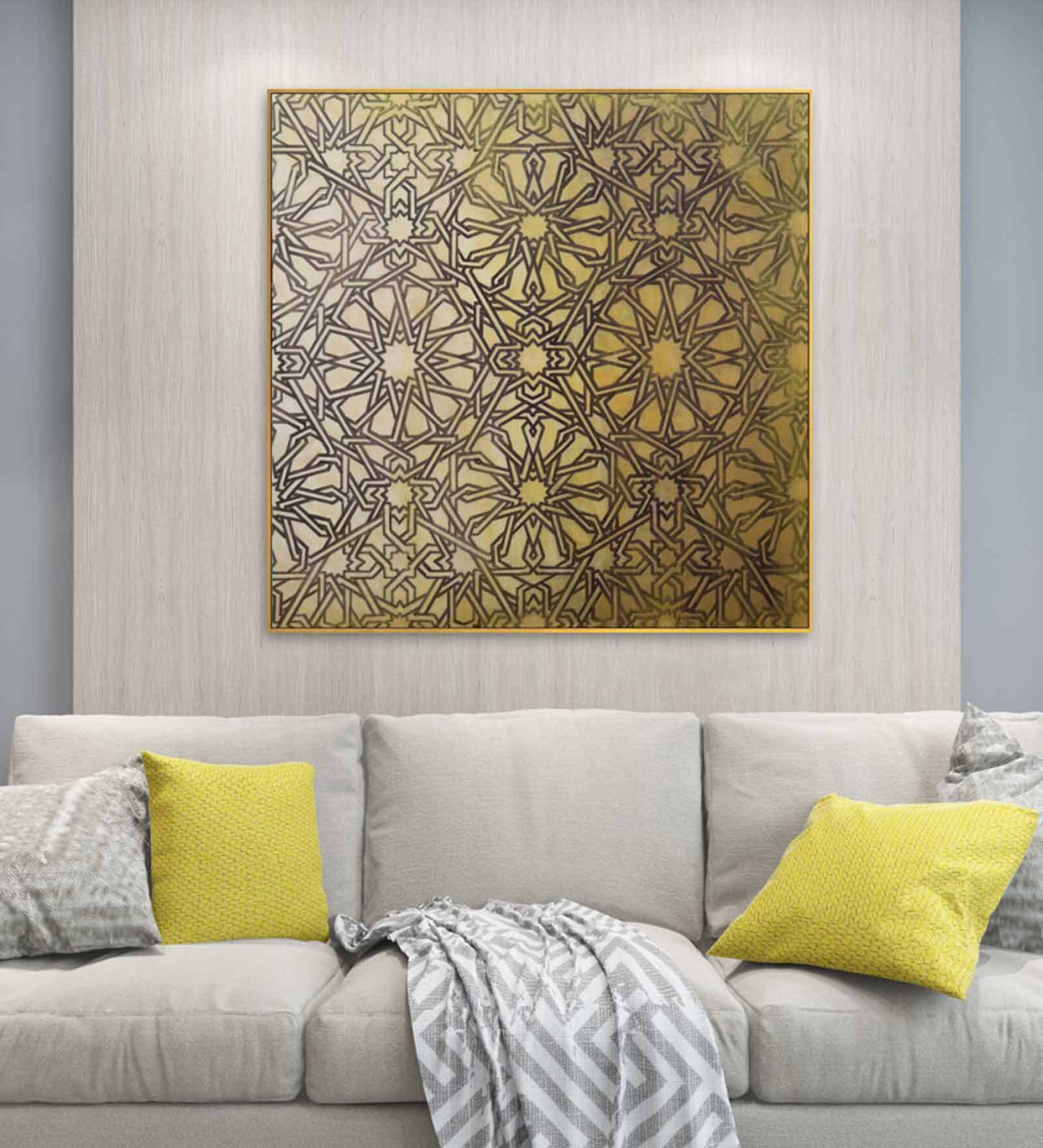 Buy Gold Bold Canvas Framed Acrylic Paint Hand Paintings at 16% OFF by ...