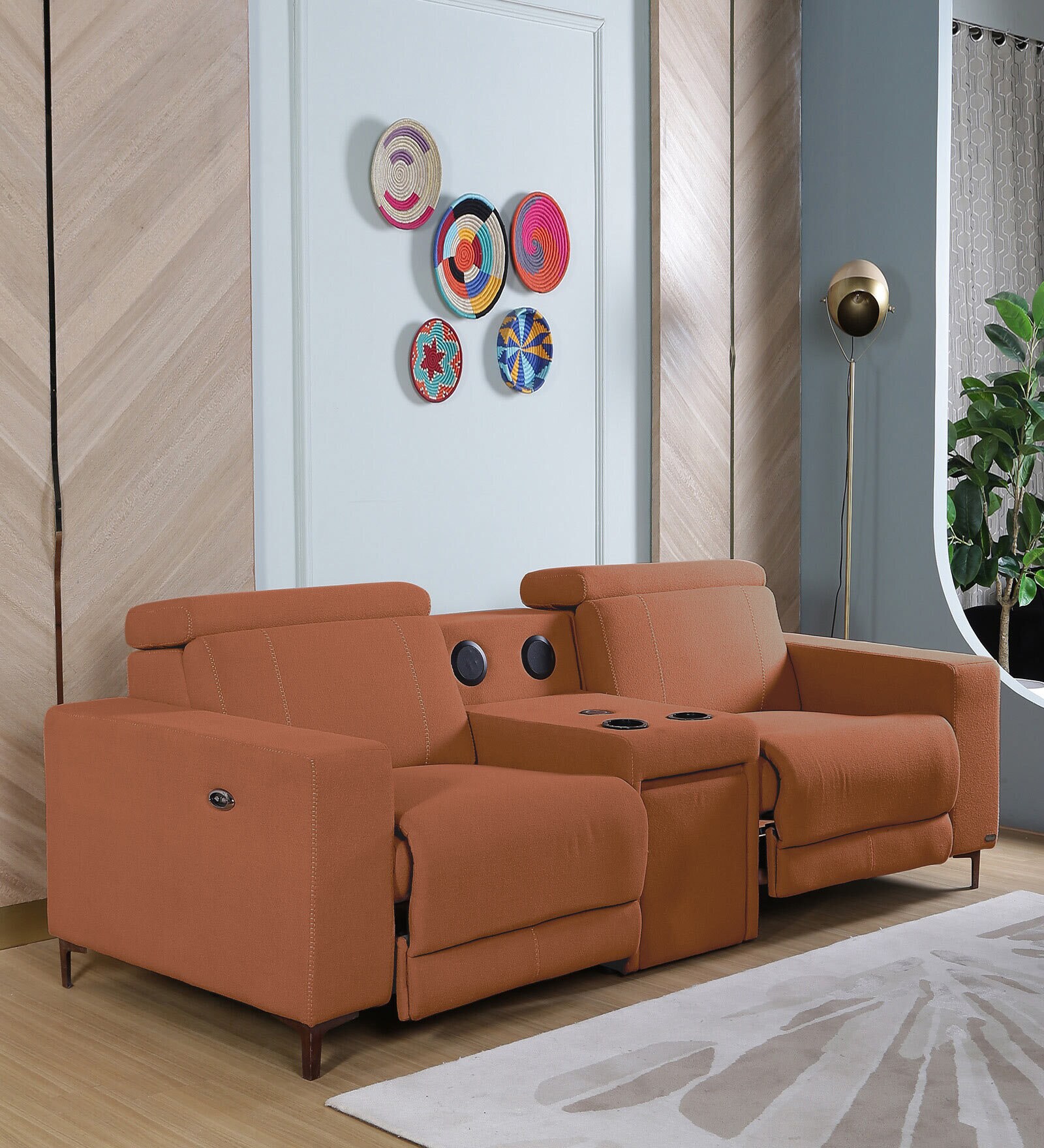 Buy Bologna Fabric 2 Seater Motorized Recliner with Speaker and Charger ...