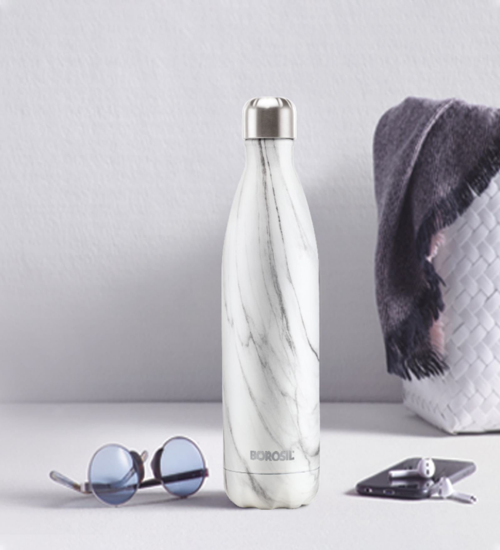 Buy Bolt Marble 500ml Vacuum Insulated Stainless Steel Water Bottle at ...