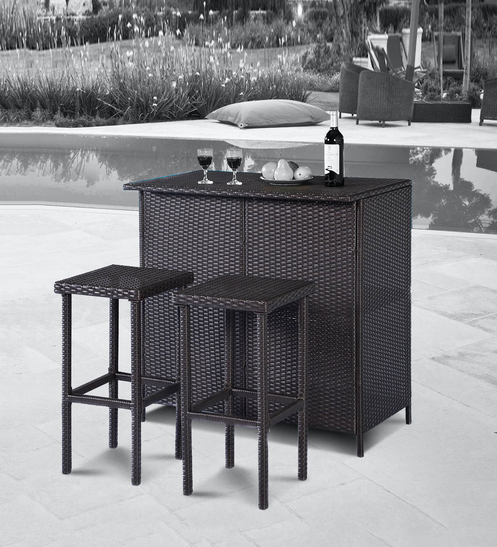 Buy Boston 2 Seater Outdoor Bar Set in Black Colour at 47% OFF by Carry ...