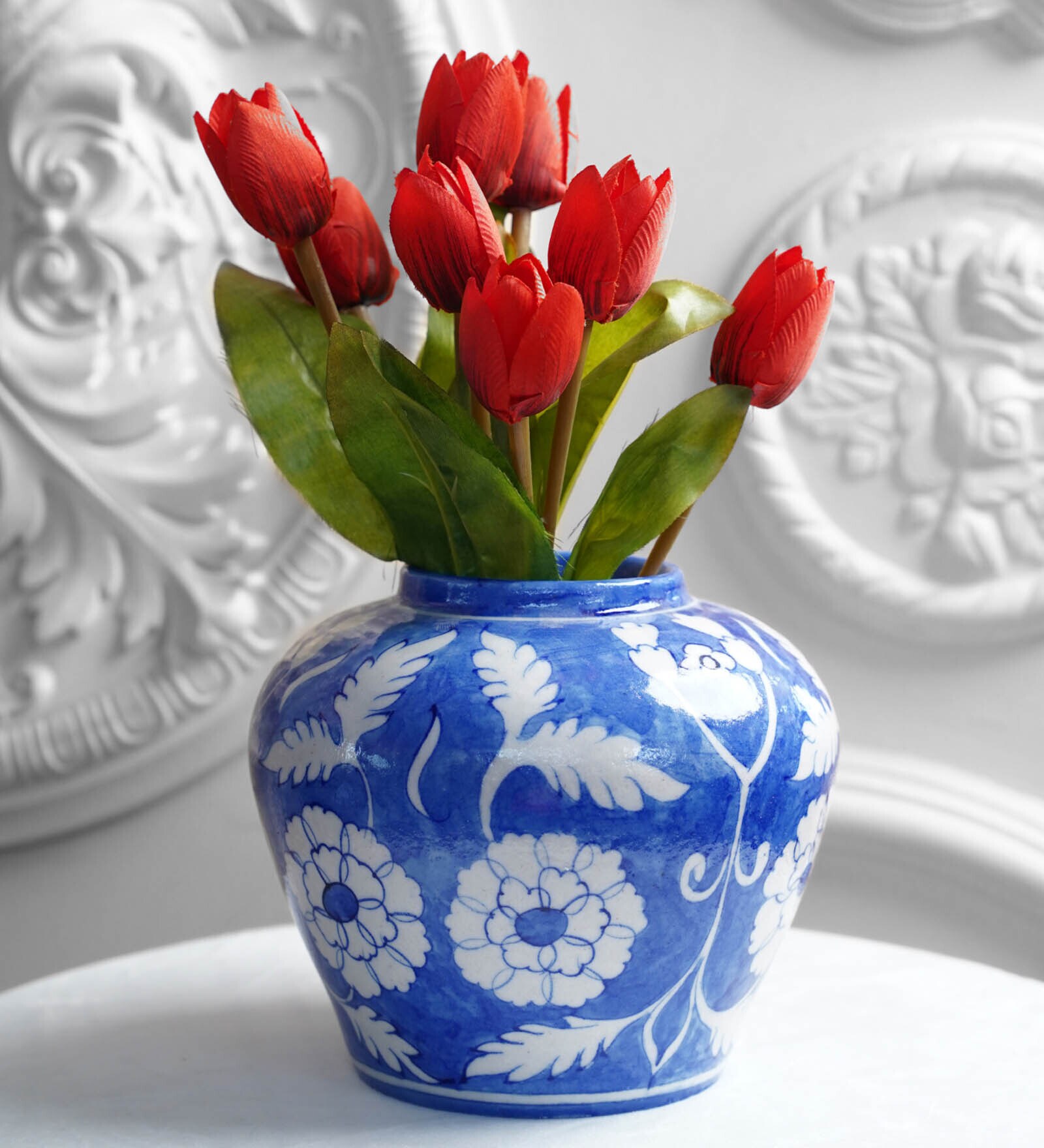 Buy Botanic vase Blue Colour Ceramic Table Vase by Folkstorys at 53% ...