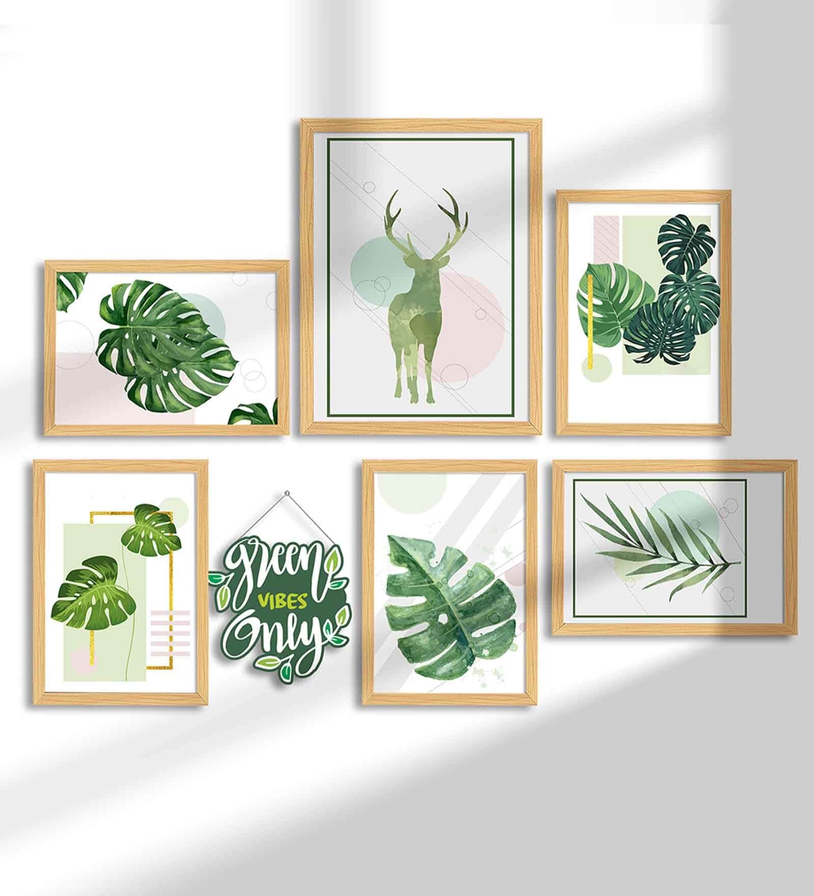 Buy 12 Inches Botanical Art Theme Synthetic Wood Framed Wall Art Panel ...