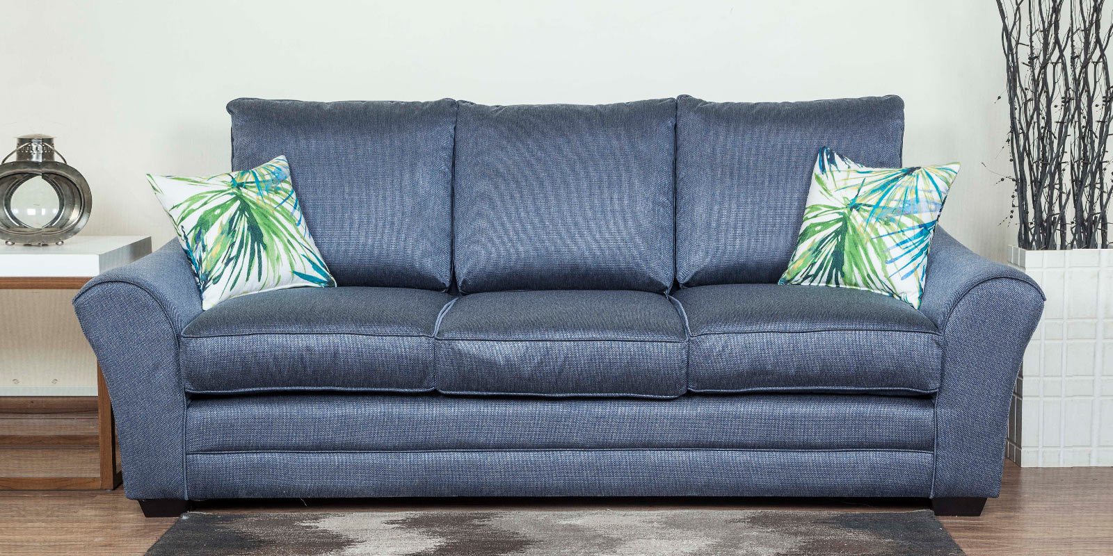 Buy Bordeaux Beauty Three Seater Sofa in Prussian Blue Colour by Urban ...