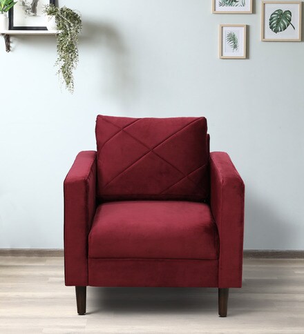 Buy Bonito Velvet Fabric 3 Seater Sofa In Berry Red Colour By Casacraft ...