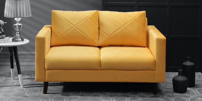 Buy Bonito Velvet 2 Seater Sofa In Yellow Colour By Casacraft Online ...