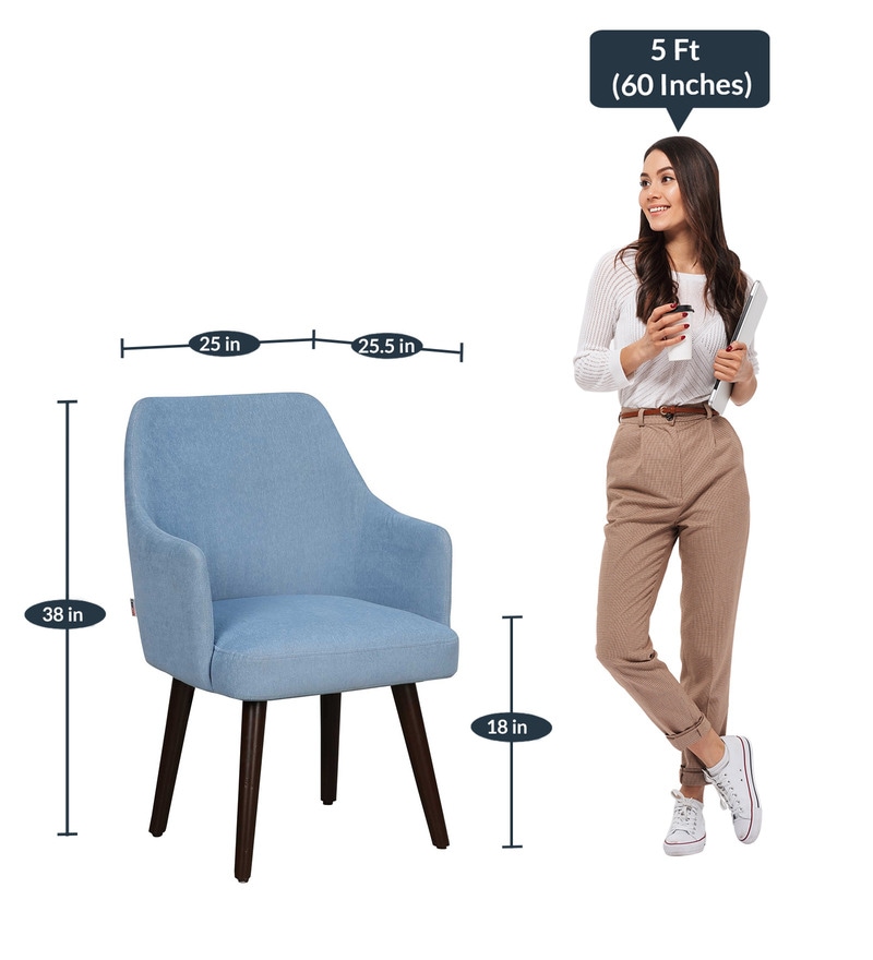 Buy Bolivar Velvet Fabric Dining Chair In Opal Blue Colour Online ...