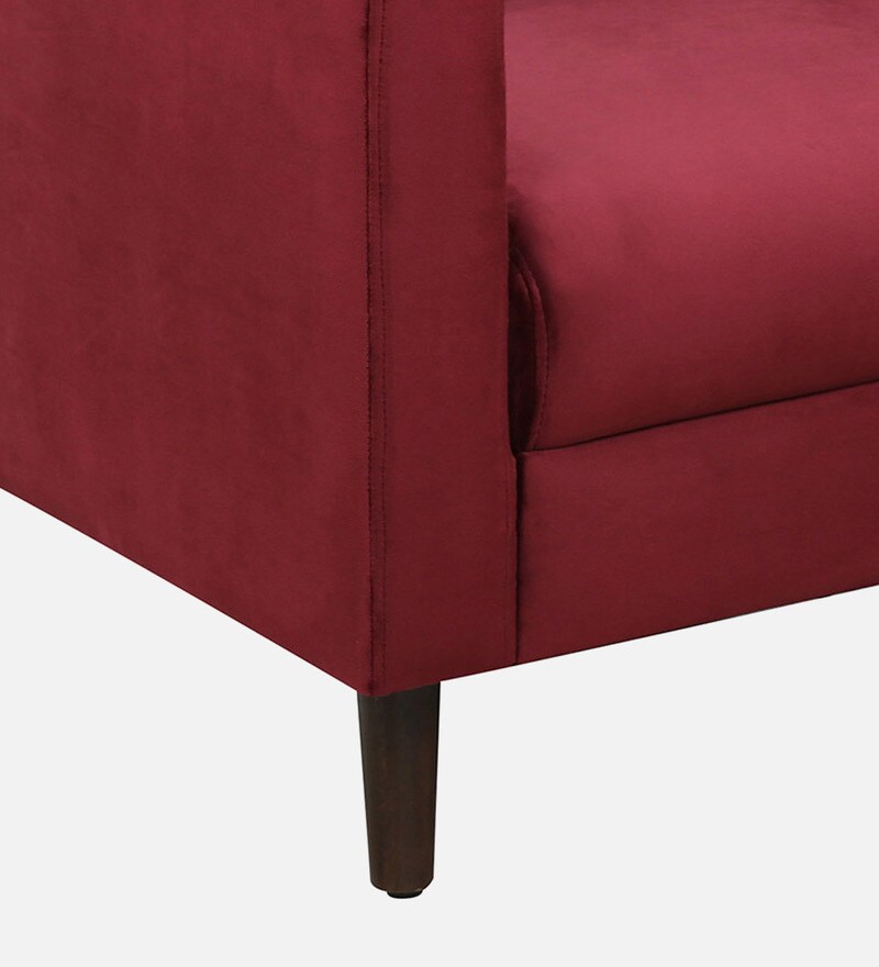 Buy Bonito Velvet 1 Seater Sofa In Berry Red Colour By Casacraft Online ...